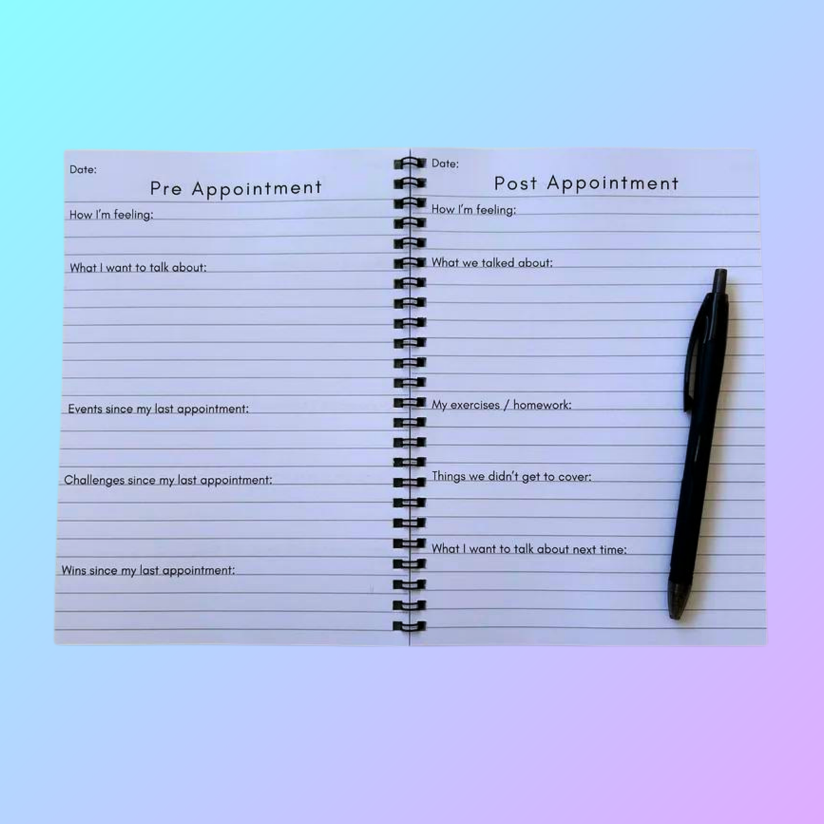 Pre and Post Appointment Notebook – For Your Mind Boxes