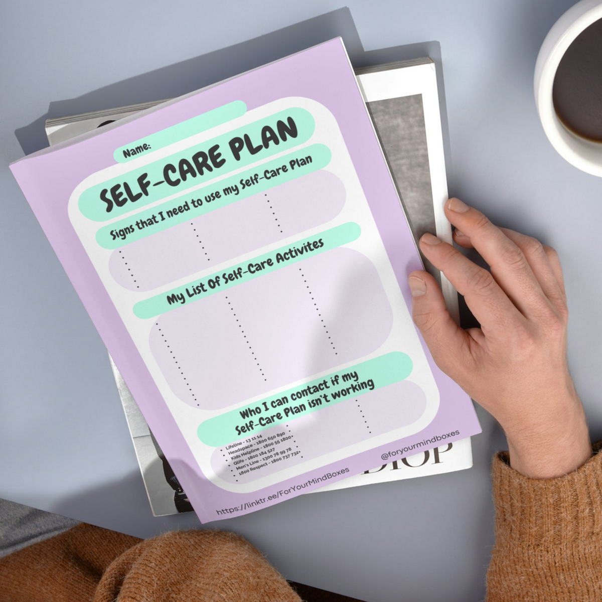 Self-Care Plan Template – For Your Mind Boxes