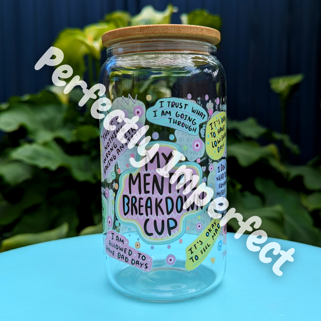 16oz Glass Cup - PERFECTLY IMPERFECT Sale – For Your Mind Boxes